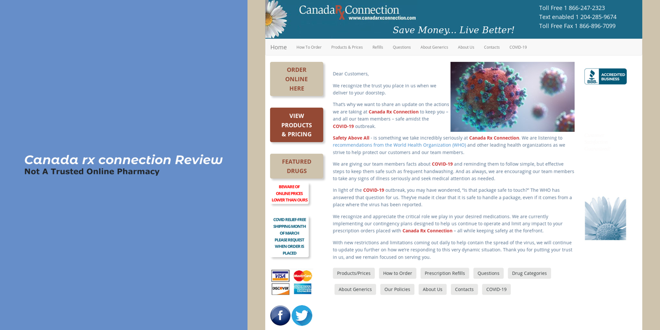 Canada Rx Connection Review – Not A Trusted Online Pharmacy